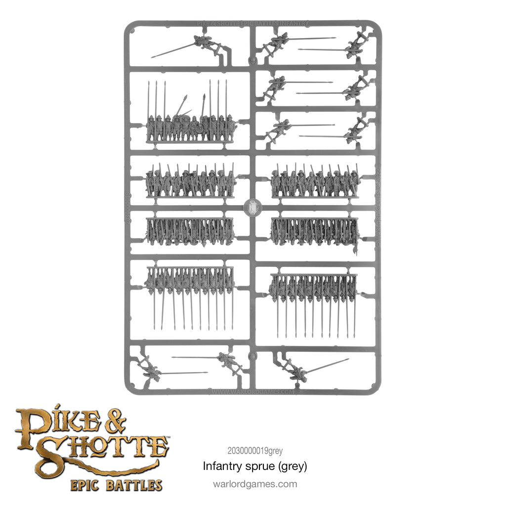 Pike & Shotte Epic Battles infantry sprue (grey) – Warlord Games UK